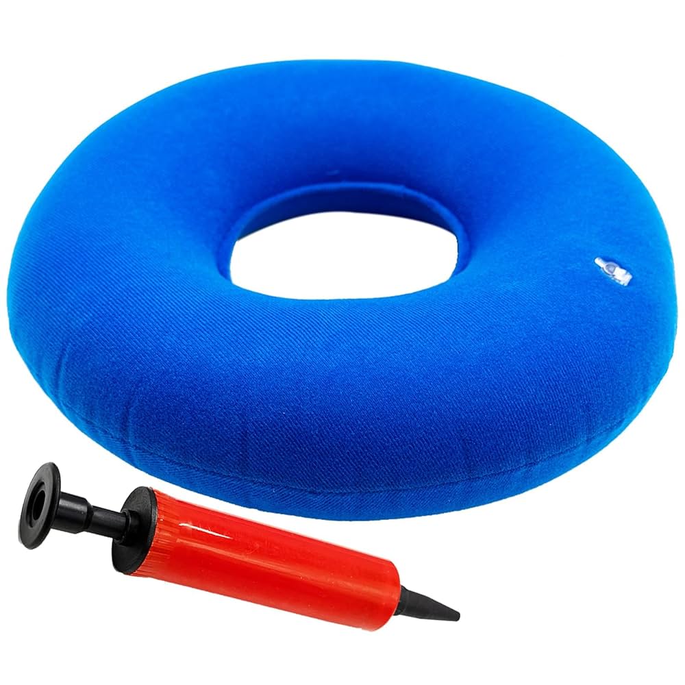 Inflatable Donut Ring Cushion with Inflator Pump for Hemorrhoid Treatm ...